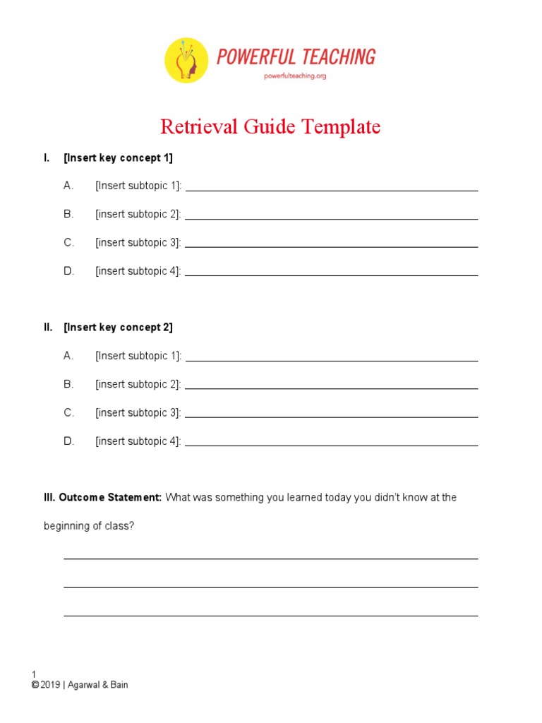 Retrieval Guide Template: I. (Insert Key Concept 1) | PDF
