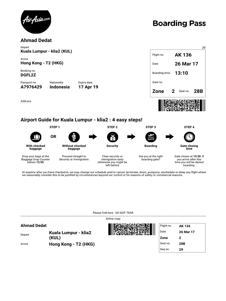 Boarding Pass KUL-HKG | PDF | Baggage | Airlines