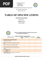 Deped Standard Table of Specification Format | PDF | Education Theory ...