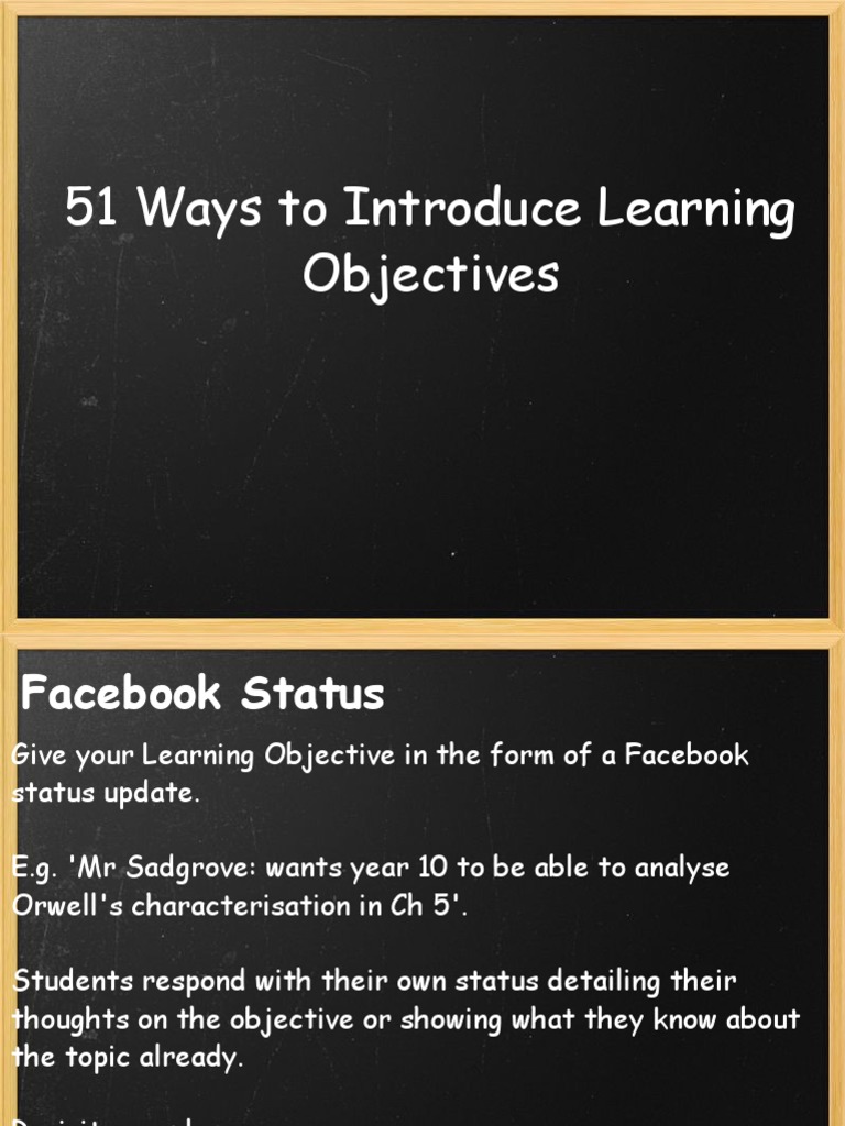 51 Ways To Introduce Learning Objectives | PDF | Phrase | Learning