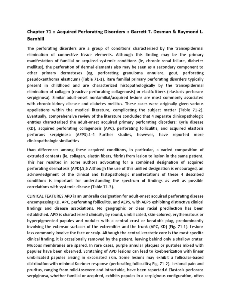 Chapter 71:: Acquired Perforating Disorders:: Garrett T. Desman ...