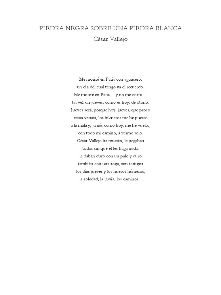 Cesar Vallejo - Piedra Negra Sobre Piedra Blanca PDF | PDF