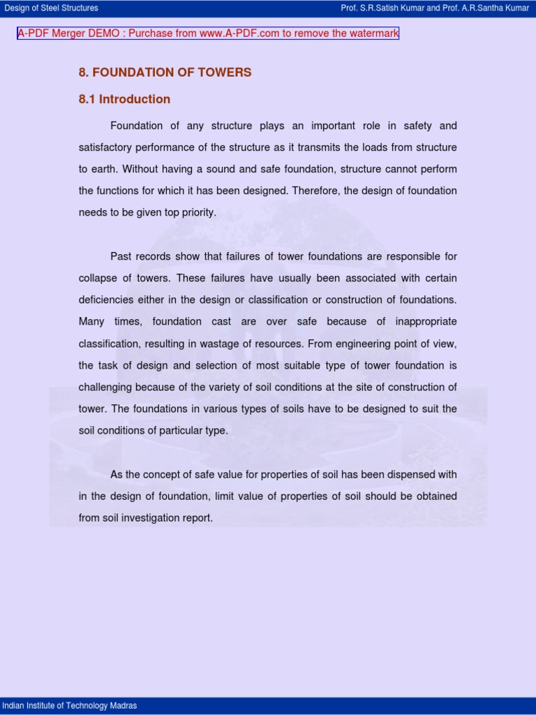 Foundation of Tower PDF | PDF | Deep Foundation | Soil