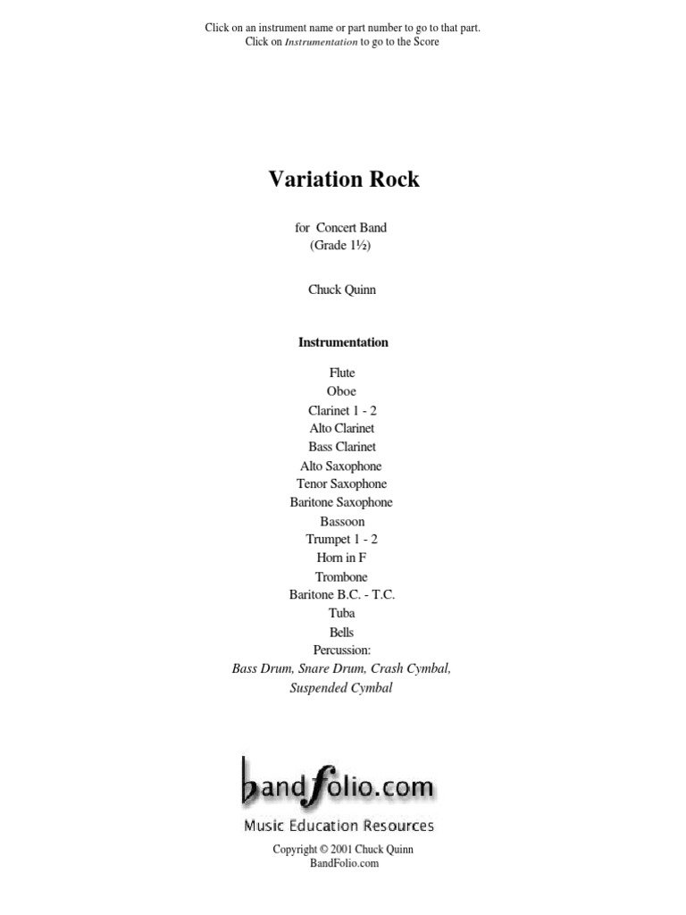 Variation Rock: For Concert Band (Grade 1 ) | PDF