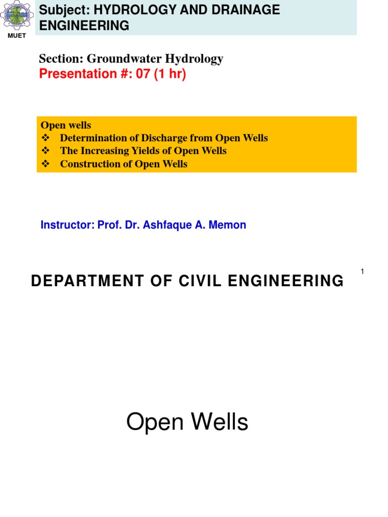 GW 7-Open Wells | PDF | Aquifer | Hydrogeology