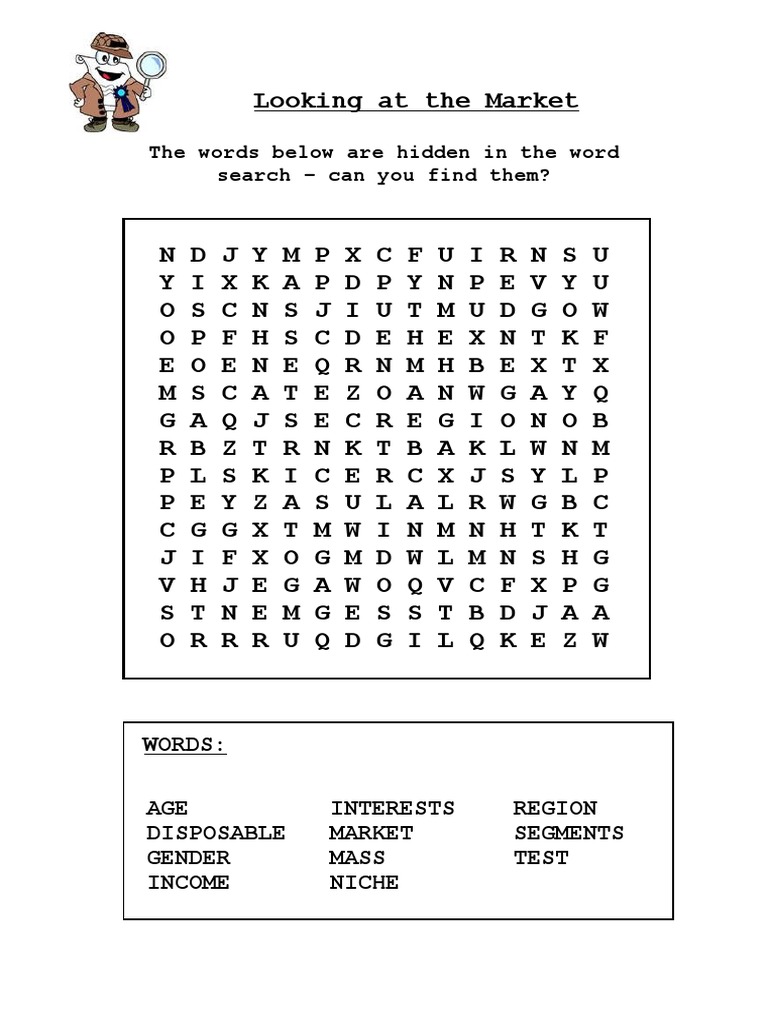 Looking at The Market Word Search | PDF