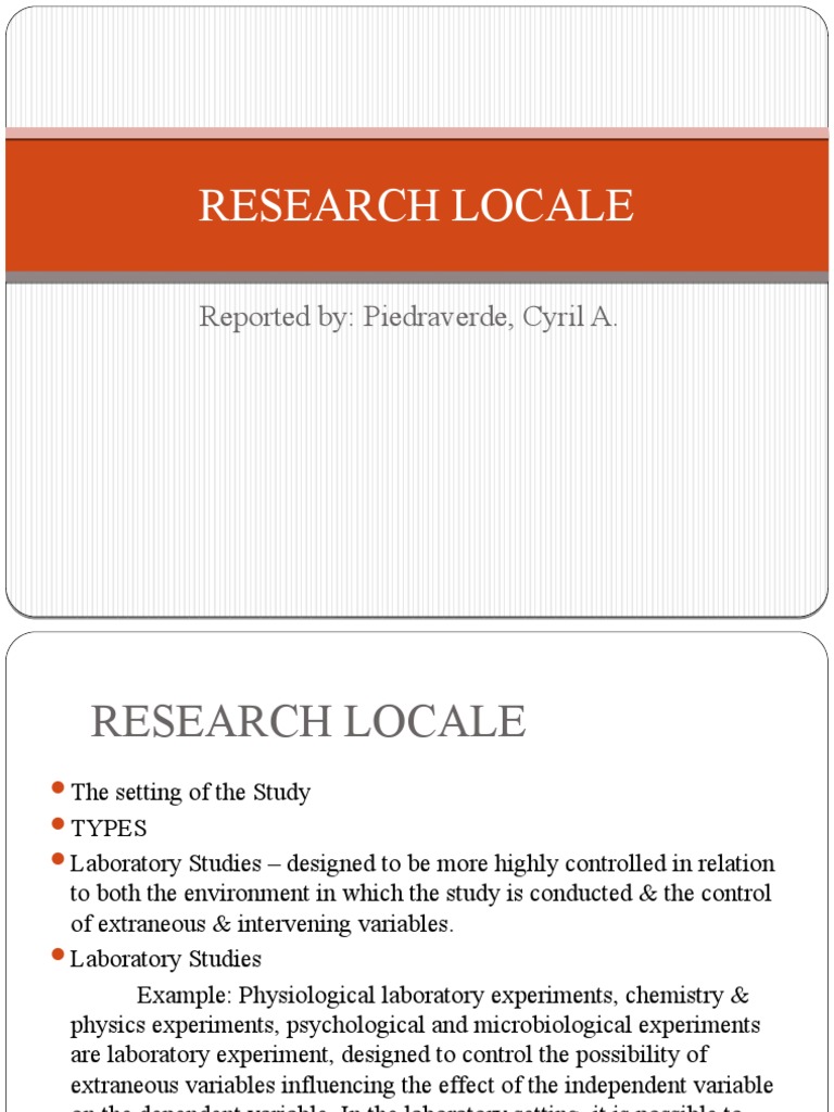 Research Locale: Reported By: Piedraverde, Cyril A | PDF