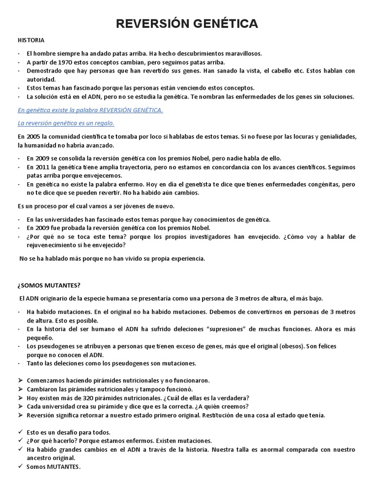 Reversión Genética | PDF | Mutación | Gene