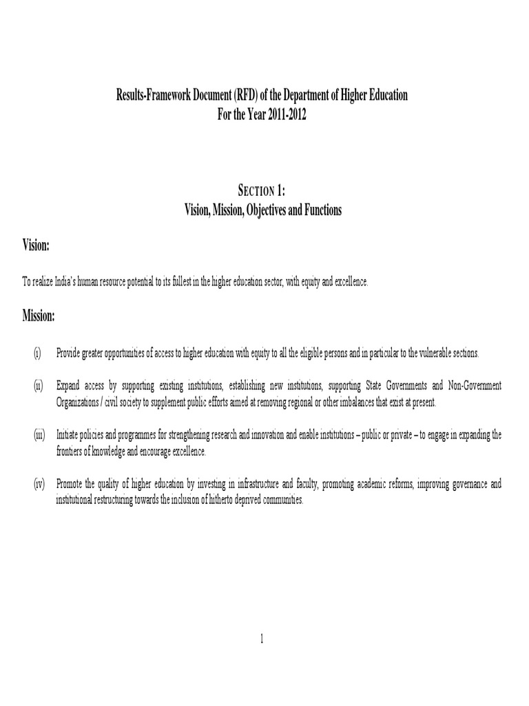 Results-Framework Document (RFD) of The Department of Higher Education ...