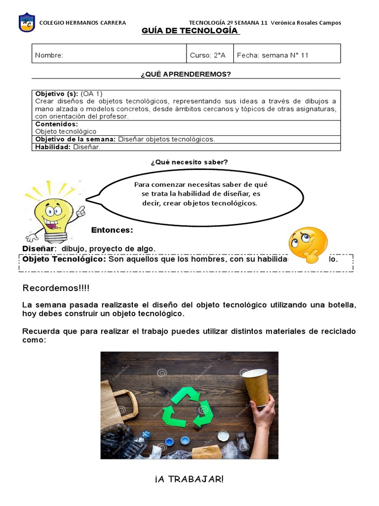 Tecnologia 2° Oa1 Guia Actividad Semana 11 | PDF