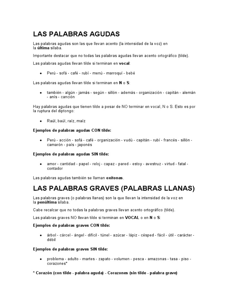 Las Palabras Agudas | PDF | Fonética | Voz humana