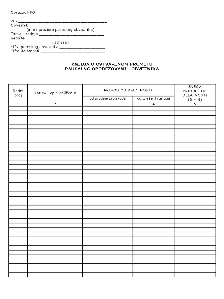 KPO Obrazac | PDF