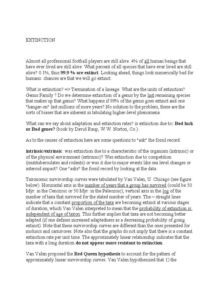 Or Bad Genes? (Book by David Raup, W.W. Norton, Co.) | PDF | Extinction ...