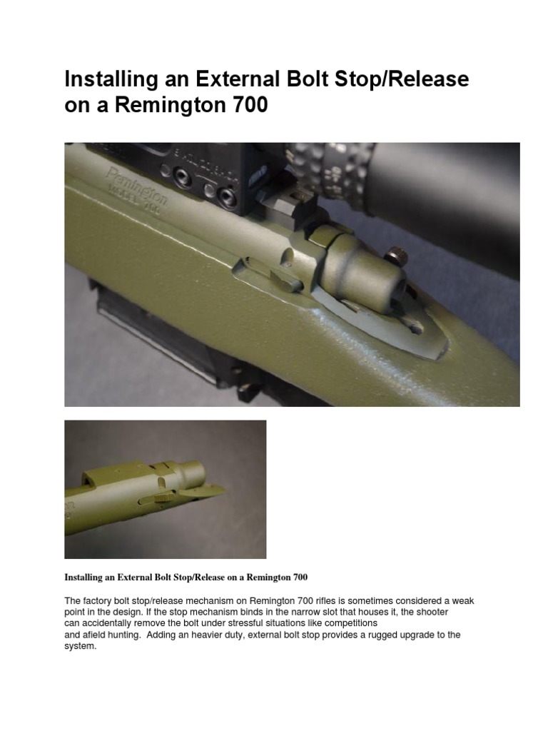 Installing An External Bolt Stop/Release On A Remington 700 | PDF ...