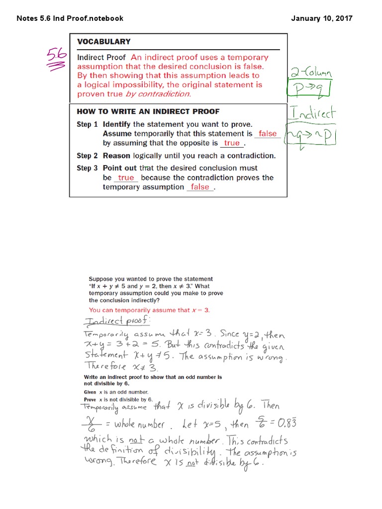 Notes 5.6 Indirect Proof | PDF