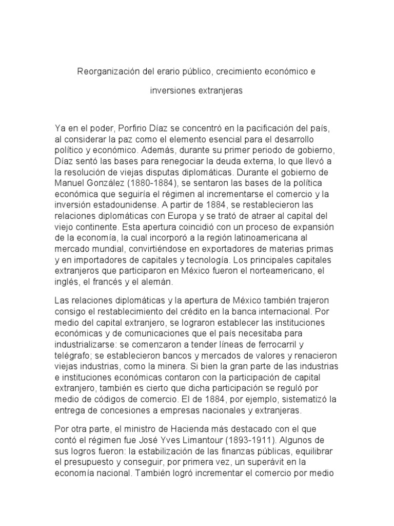 Reorganización del erario público y economía | PDF | México | Economias
