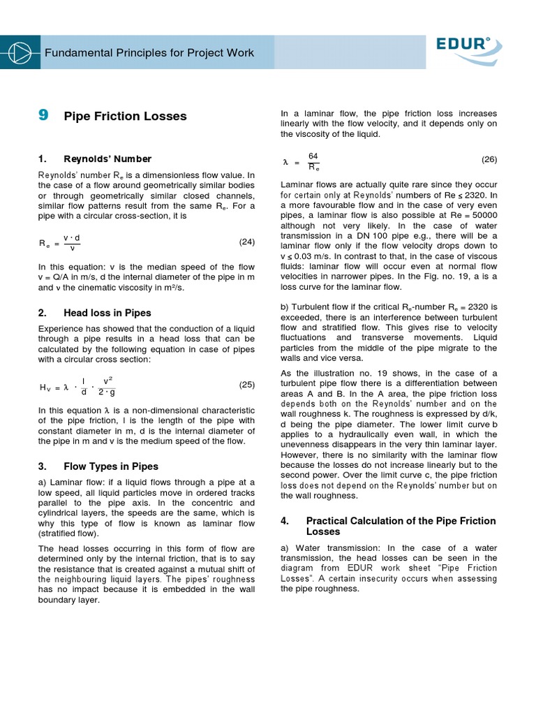 Pipe Friction Losses: Fundamental Principles For Project Work | PDF ...