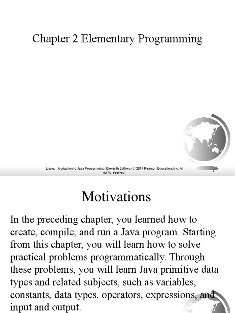Chapter 2 Elementary Programming | PDF | Integer (Computer Science) | Computer Programming