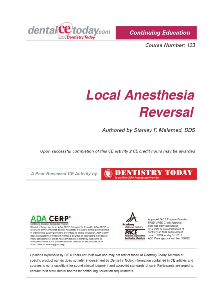 Local Anesthesia Reversal | PDF | Clinical Trial | Vasodilation