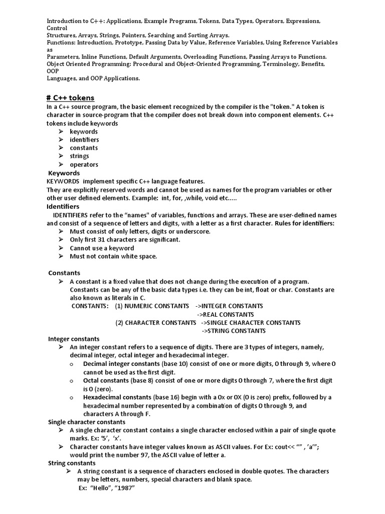 Bsc C Unit I Pdf Data Type Pointer Computer Programming 4577