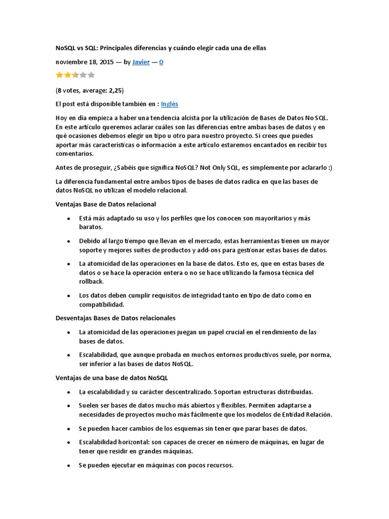 NoSQL Vs SQL | PDF | No Sql | Mongo Db
