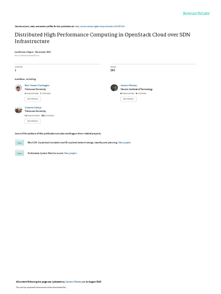 Distributed High Performance Computing in Openstack Cloud Over SDN ...