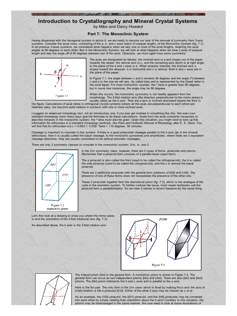 Part 7 The Monoclinic System | PDF | Cartesian Coordinate System | Minerals