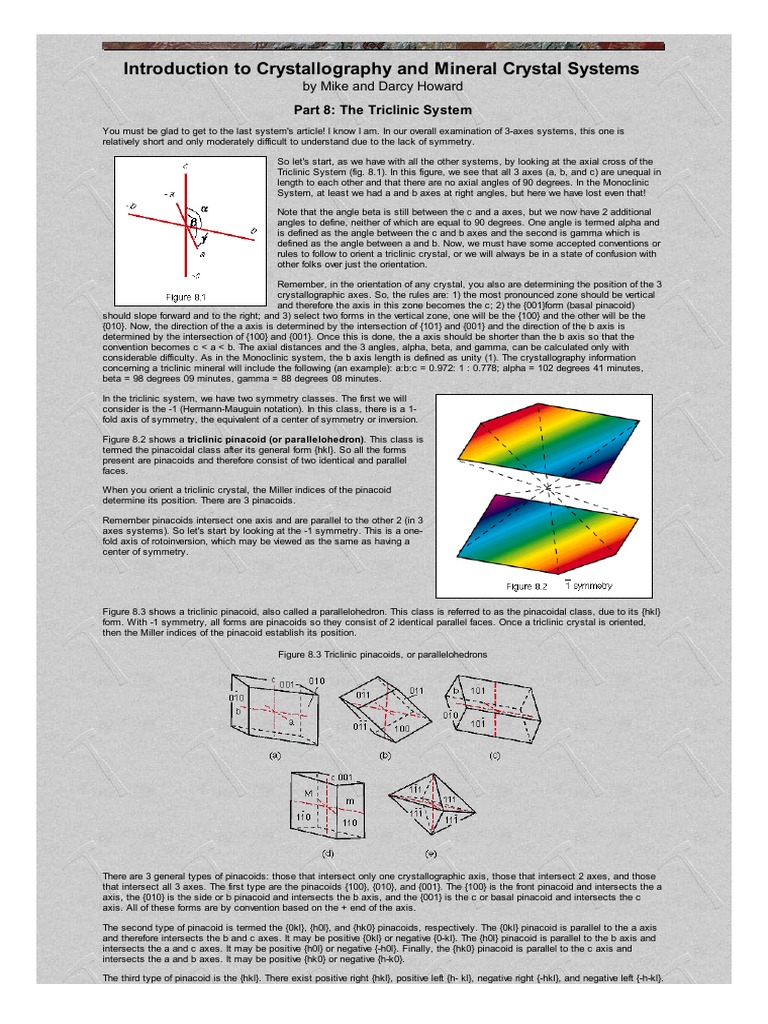 Part 8 The Triclinic System | PDF | Crystal Structure | Biophysics