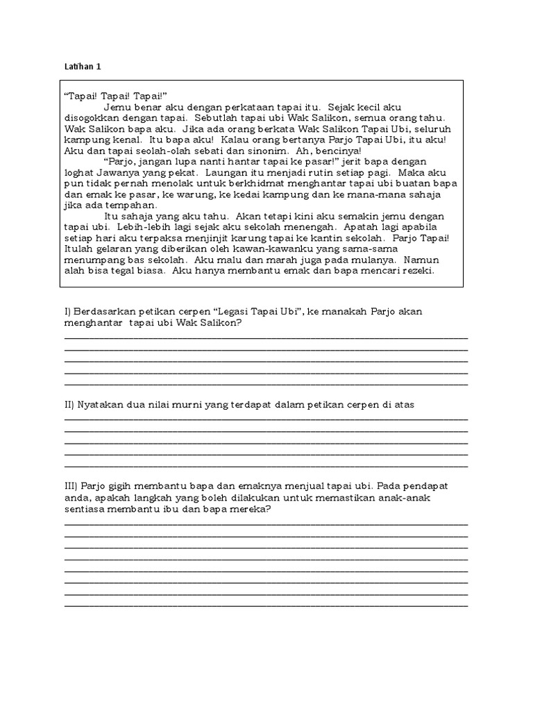 Latihan Legasi Tapai Ubi | PDF