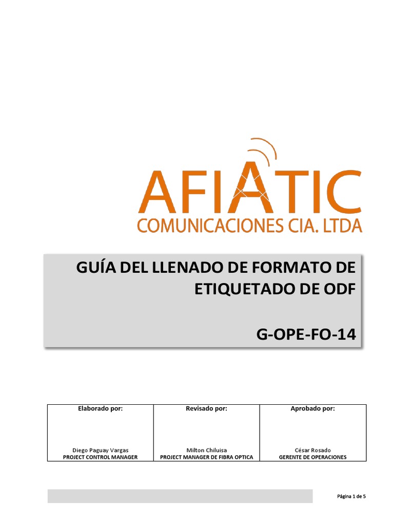 G-OPE-FO-14 Guía Del Llenado de Formato de Etiquetado ODF PDF | PDF ...
