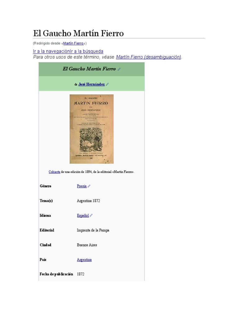 Martín Fierro: Poema Gauchesco Argentino | PDF | Argentina | Poesía