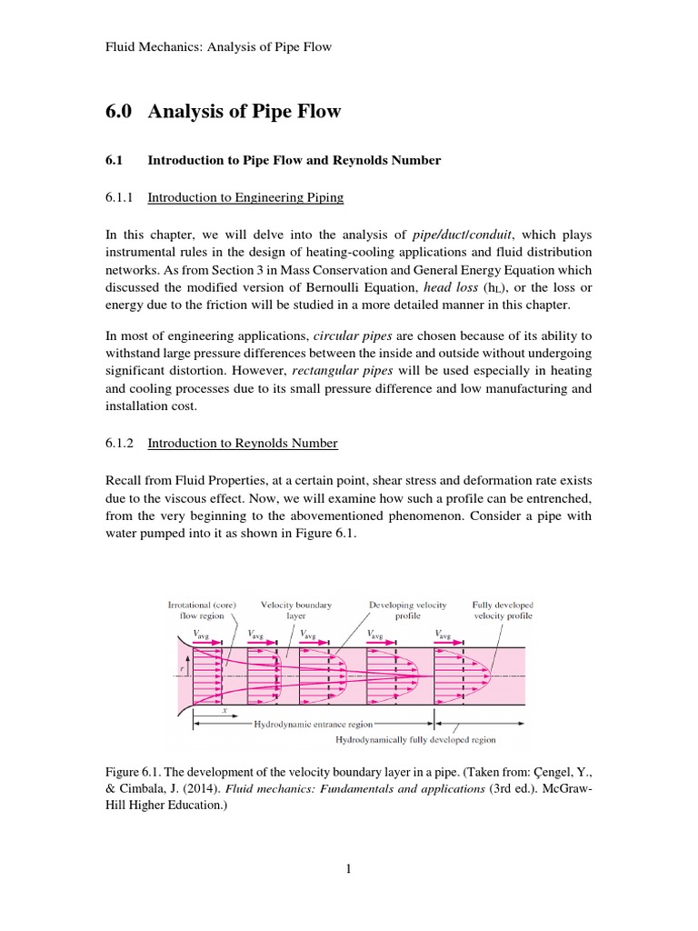 Analysis of Pipe Flow | Download Free PDF | Reynolds Number | Fluid ...