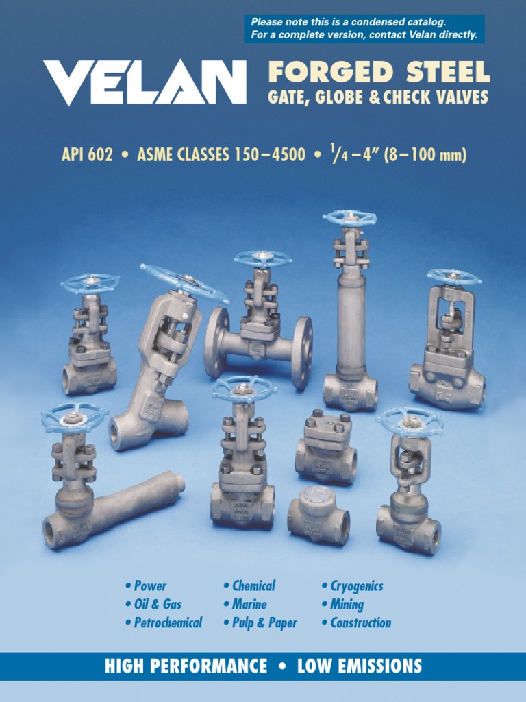 API 602 Forged Steel Gate, Globe & Check Valves (Vel-Sfv-Web) PDF | PDF | Valve | Mechanical ...