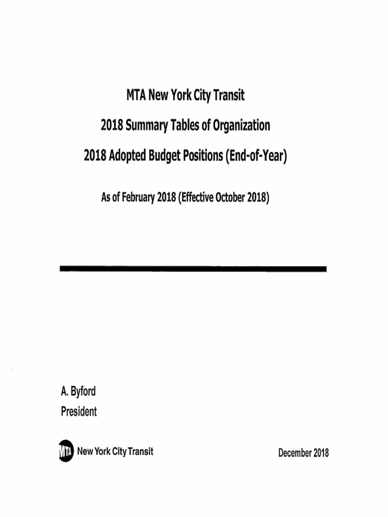MTA Summary Tables of Organization | PDF