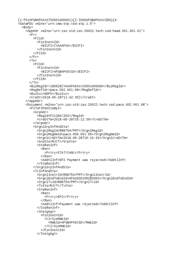 Pacs 002 Payment CANC | PDF | Technology & Engineering