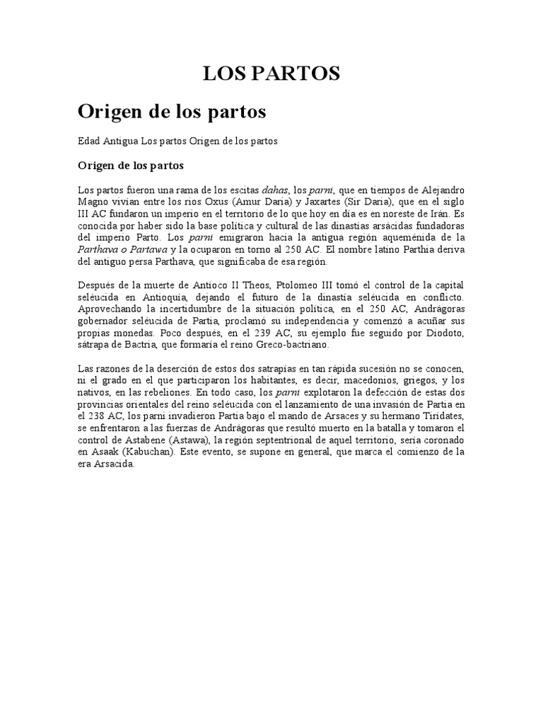 El Imperio Parto: Orígenes y Expansión | PDF | Pompeyo | Agitación