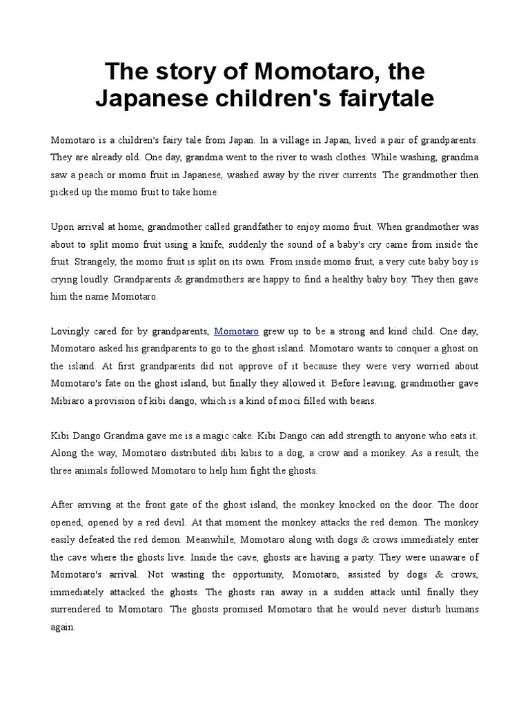 001 The Story of Momotaro, The Japanese Children's Fairytale | PDF