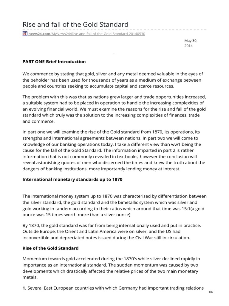 Rise and Fall of The Gold Standard | PDF | Gold Standard | Gold