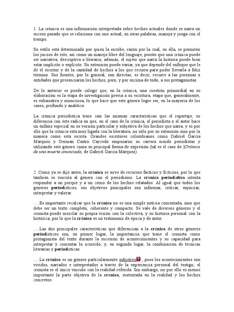 Elementos y partes de la crónica | PDF | Narrativa | Periodismo
