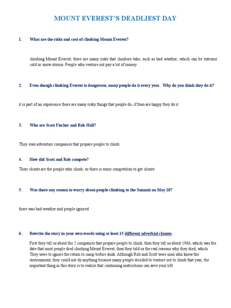 Everest's Deadliest Climb Explained | PDF | Travel | Science & Mathematics