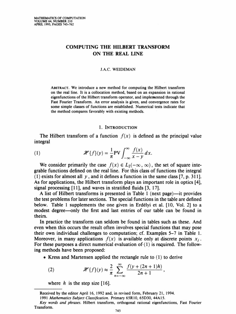 Hilbert Transform Calculation | PDF | Soliton | Numerical Analysis