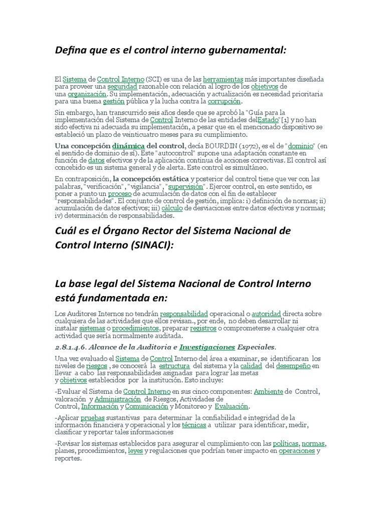 Defina Que Es El Control Interno Gubernamental | PDF | Contabilidad | Auditoría
