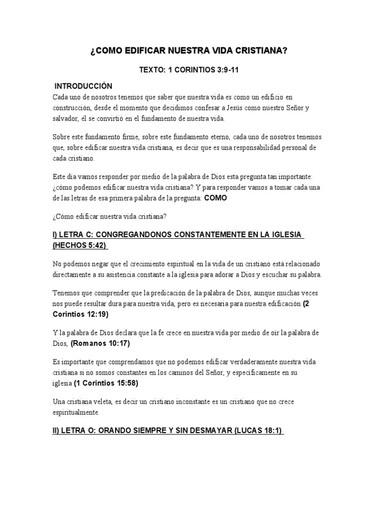 Como Edificar Nuestra Vida Cristiana | PDF | Oración | Dios