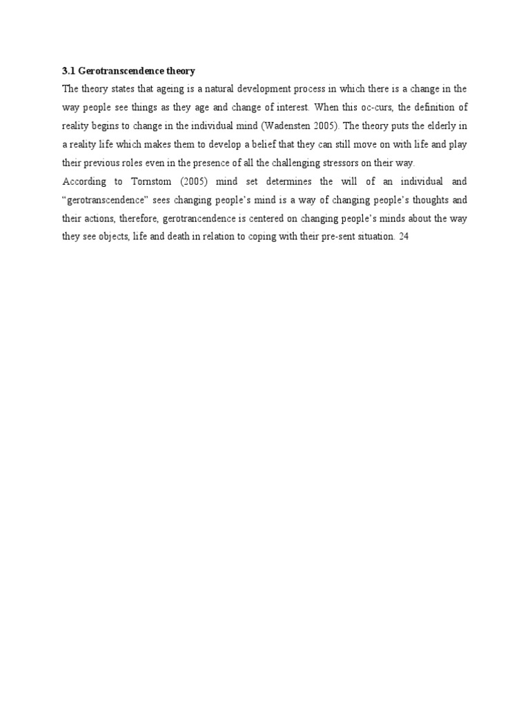 3.1 Gerotranscendence Theory | PDF | Self | Mind