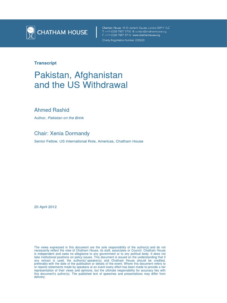 Pakistan, Afghanistan and The US Withdrawal: Ahmed Rashid | PDF | Hamid ...