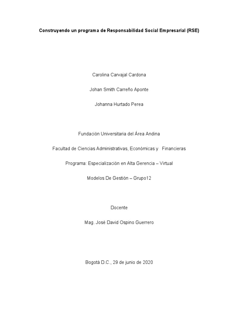 Programa RSE en Confecciones Suramérica | PDF | Responsabilidad social ...