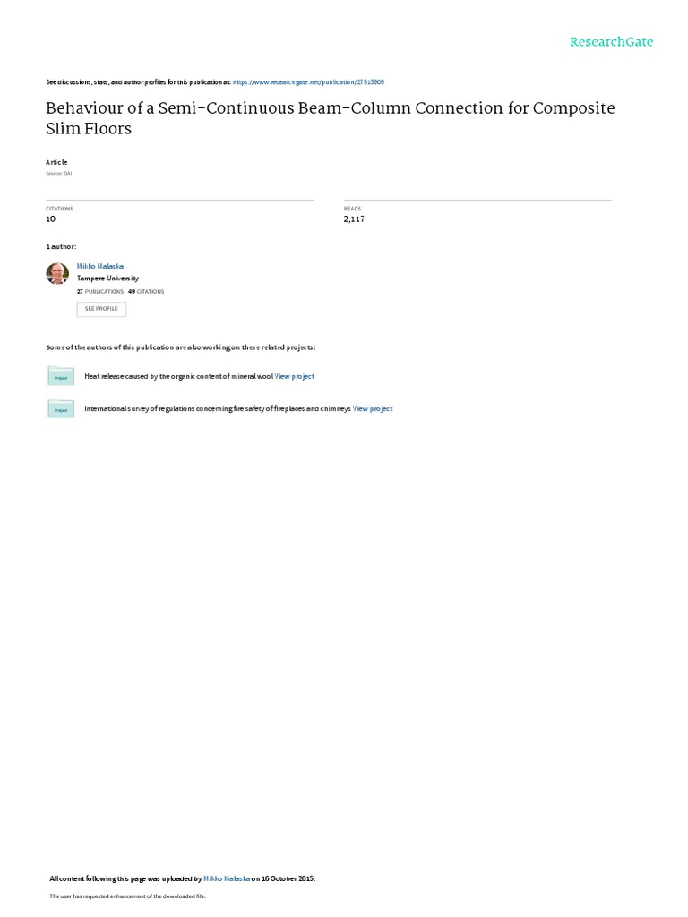 Behaviour of A Semi-Continuous Beam-Column Connection For Composite ...
