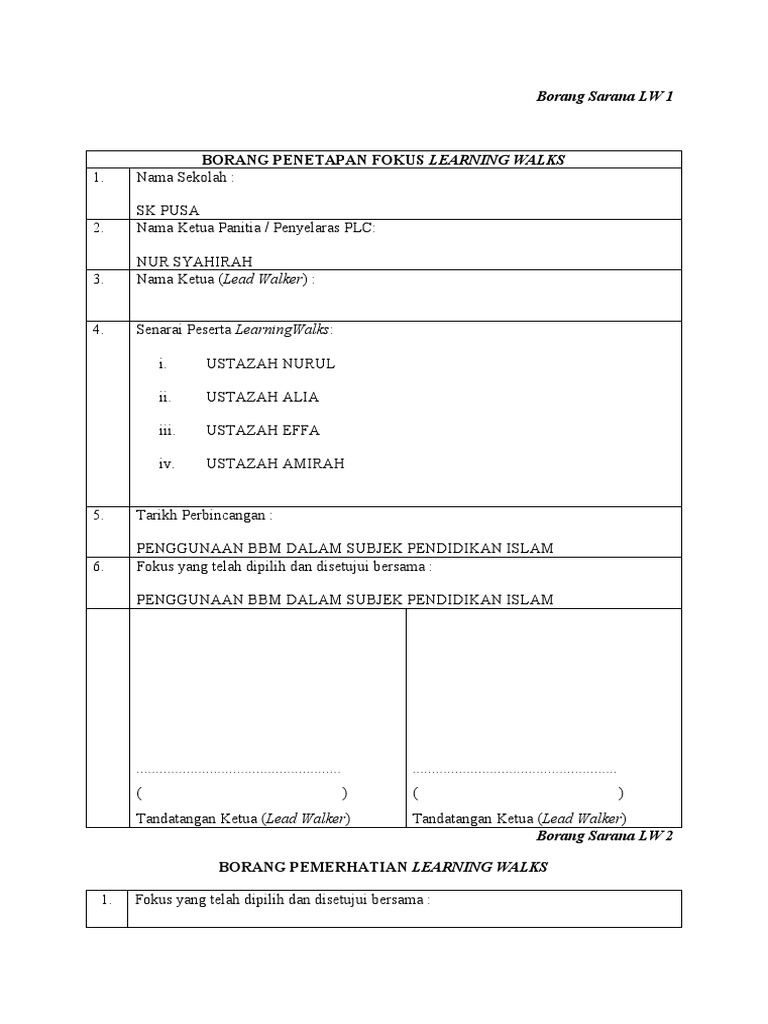 Contoh Learning Walk | PDF