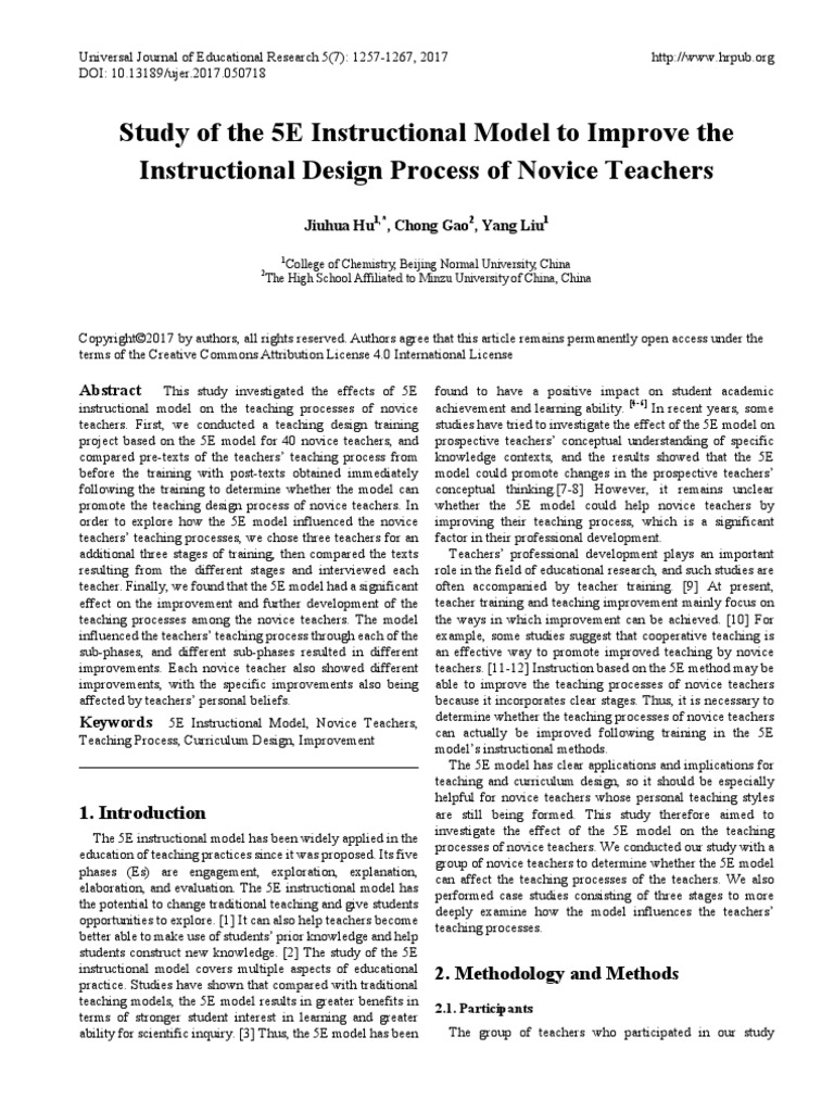 Study of The 5E Instructional Model To Improve The Instructional Design ...