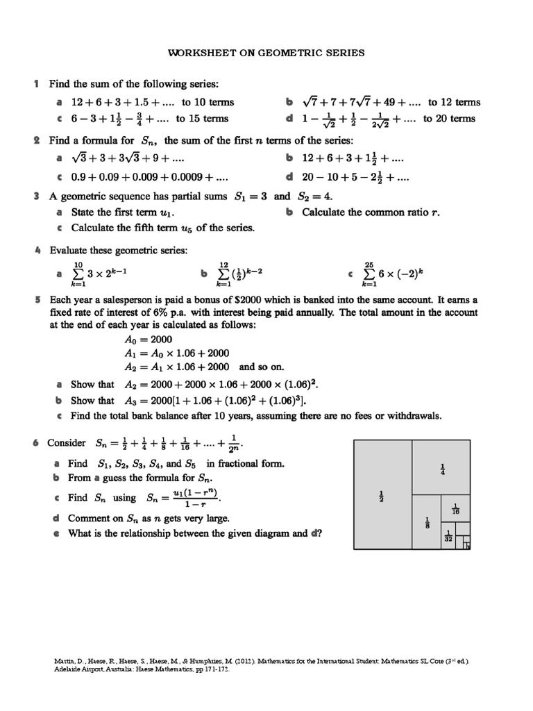 Worksheet On Geometric Series PDF | PDF